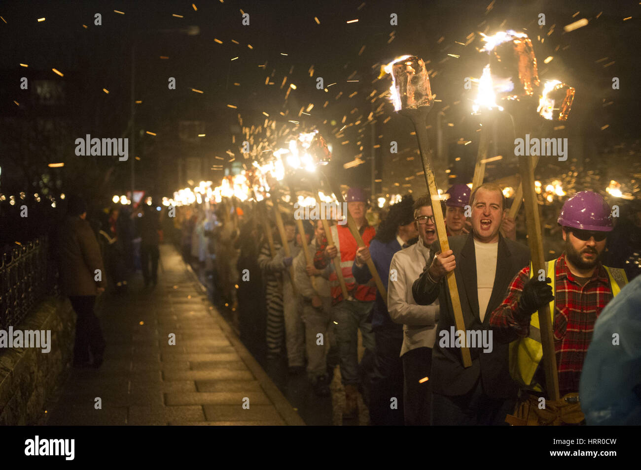 The Guizer Jarl Lyall Gair and his squad light up and march their ...