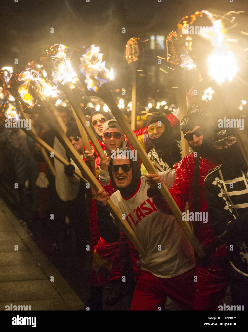 The Guizer Jarl Lyall Gair and his squad light up and march their ...