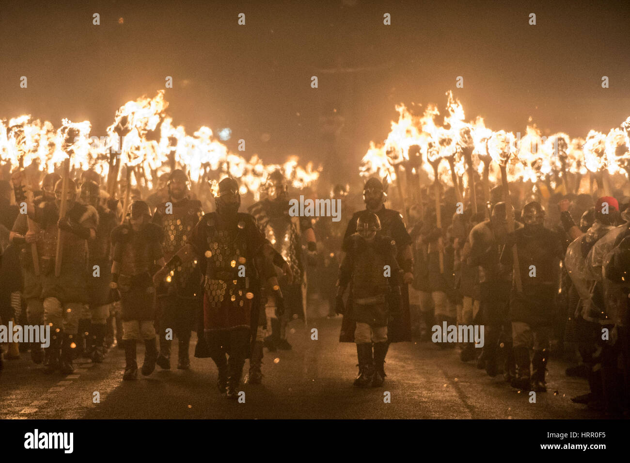 The Guizer Jarl Lyall Gair and his squad light up and march their ...