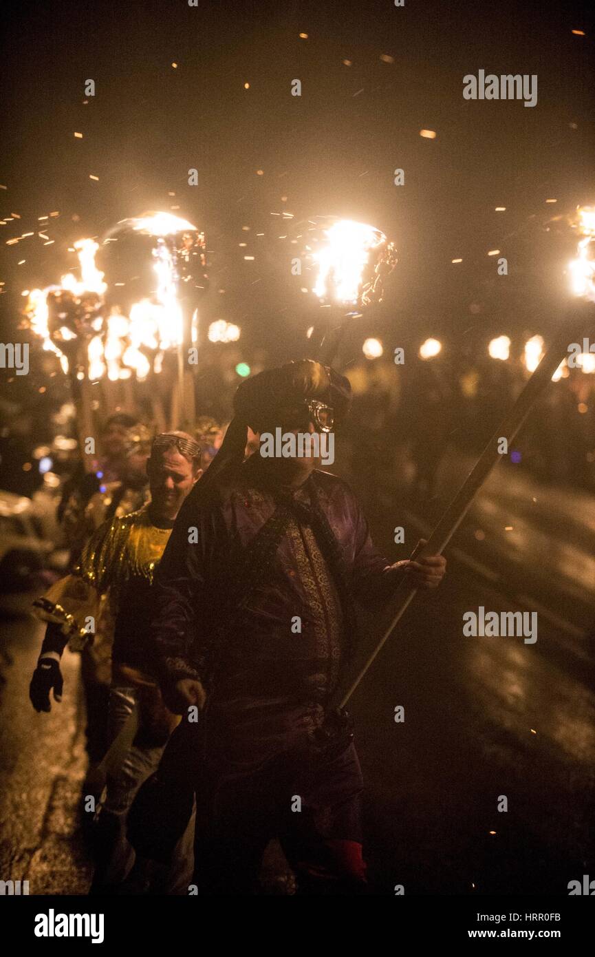 The Guizer Jarl Lyall Gair and his squad light up and march their ...
