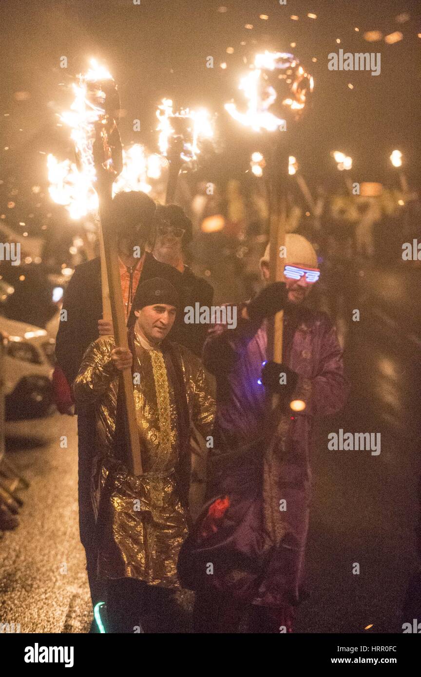 The Guizer Jarl Lyall Gair and his squad light up and march their ...