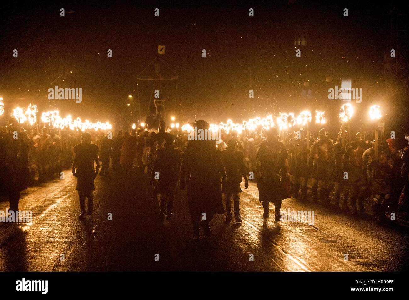 The Guizer Jarl Lyall Gair and his squad light up and march their ...
