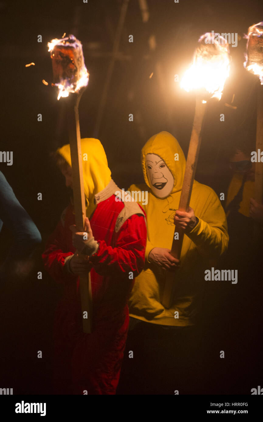 The Guizer Jarl Lyall Gair and his squad light up and march their ...