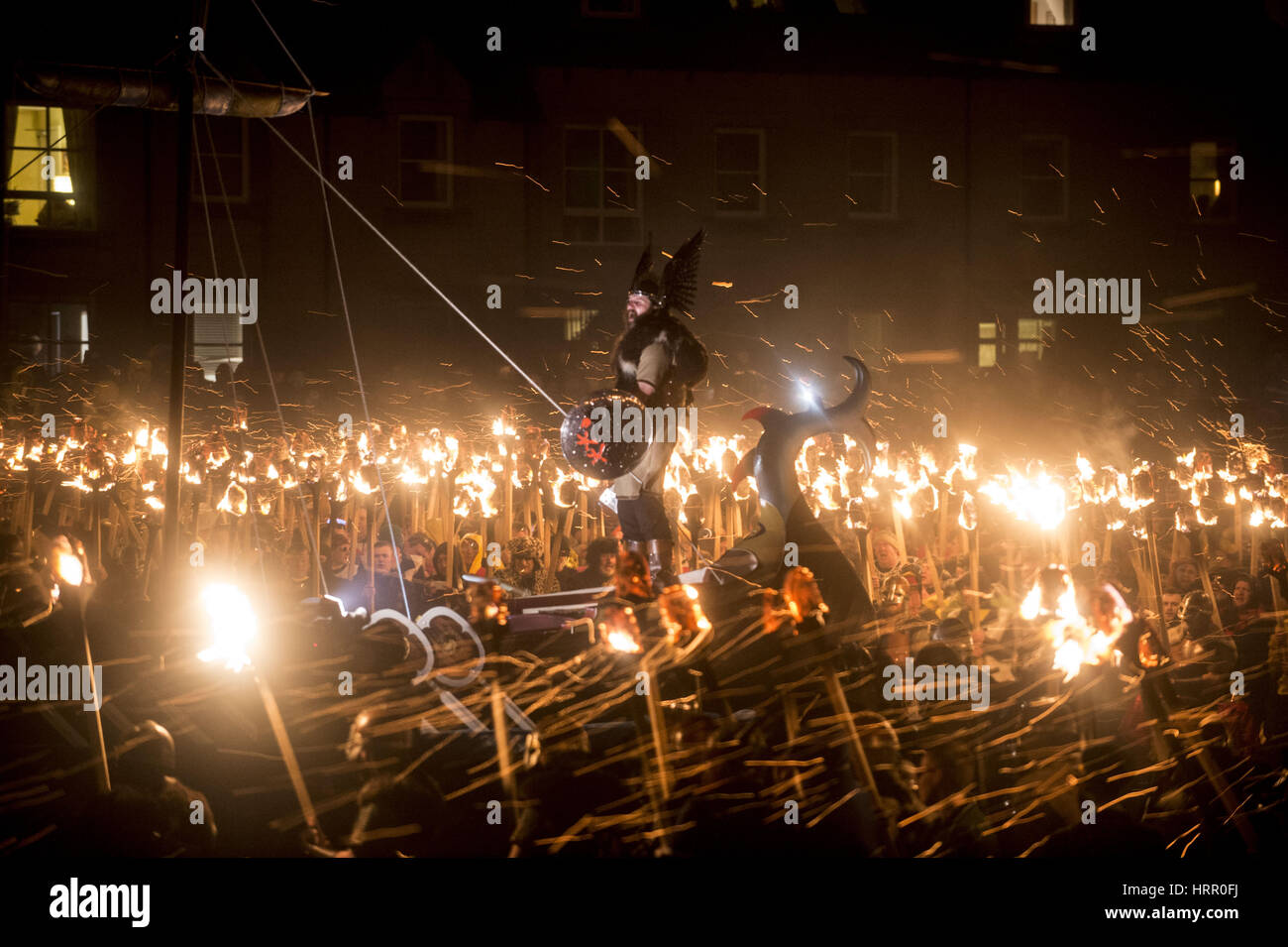 The Guizer Jarl Lyall Gair and his squad light up and march their ...