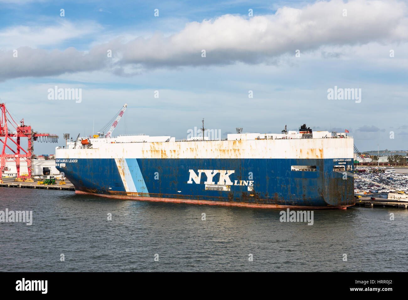 Vehicle carrier ship Centaurus Leader, docked in Brisbane River ...