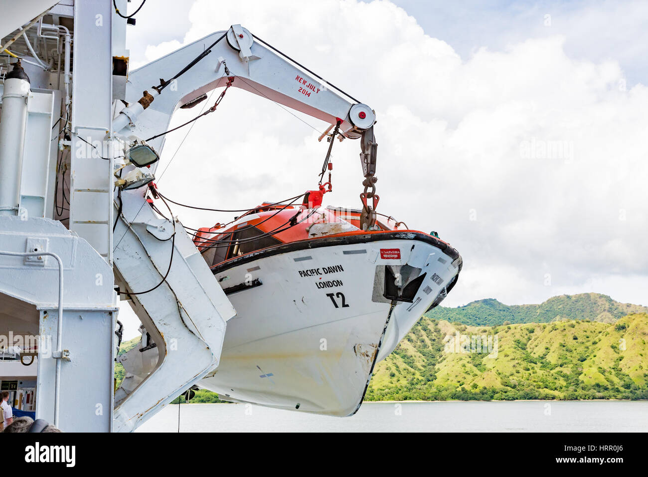 Ship'e tender hoisted aboard Stock Photo - Alamy