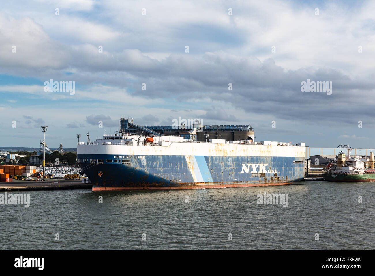 Vehicle carrier ship Centaurus Leader, docked in Brisbane River ...