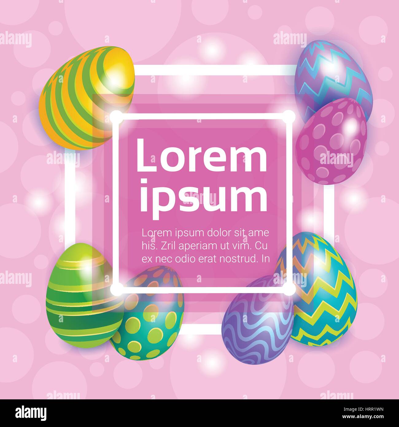 Decorated Colorful Eggs Easter Holiday Symbols Greeting Card Stock ...