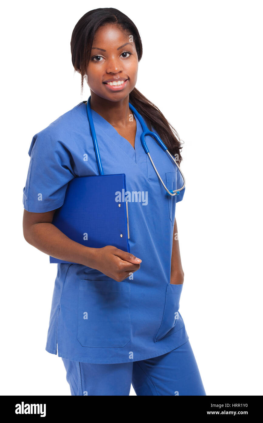 Black nurse isolated on white Stock Photo - Alamy