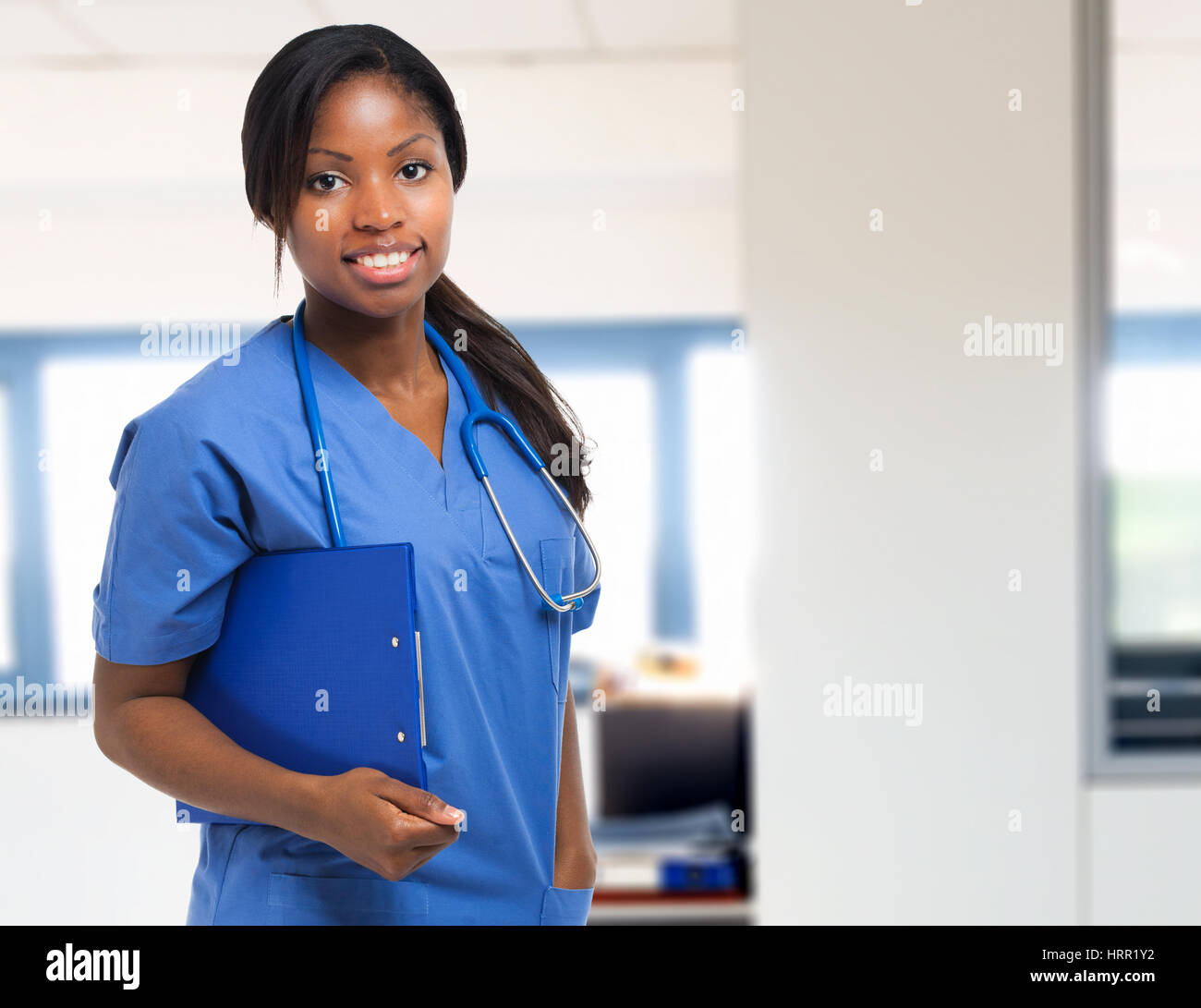 Portrait of a black nurse at the hospital Stock Photo - Alamy