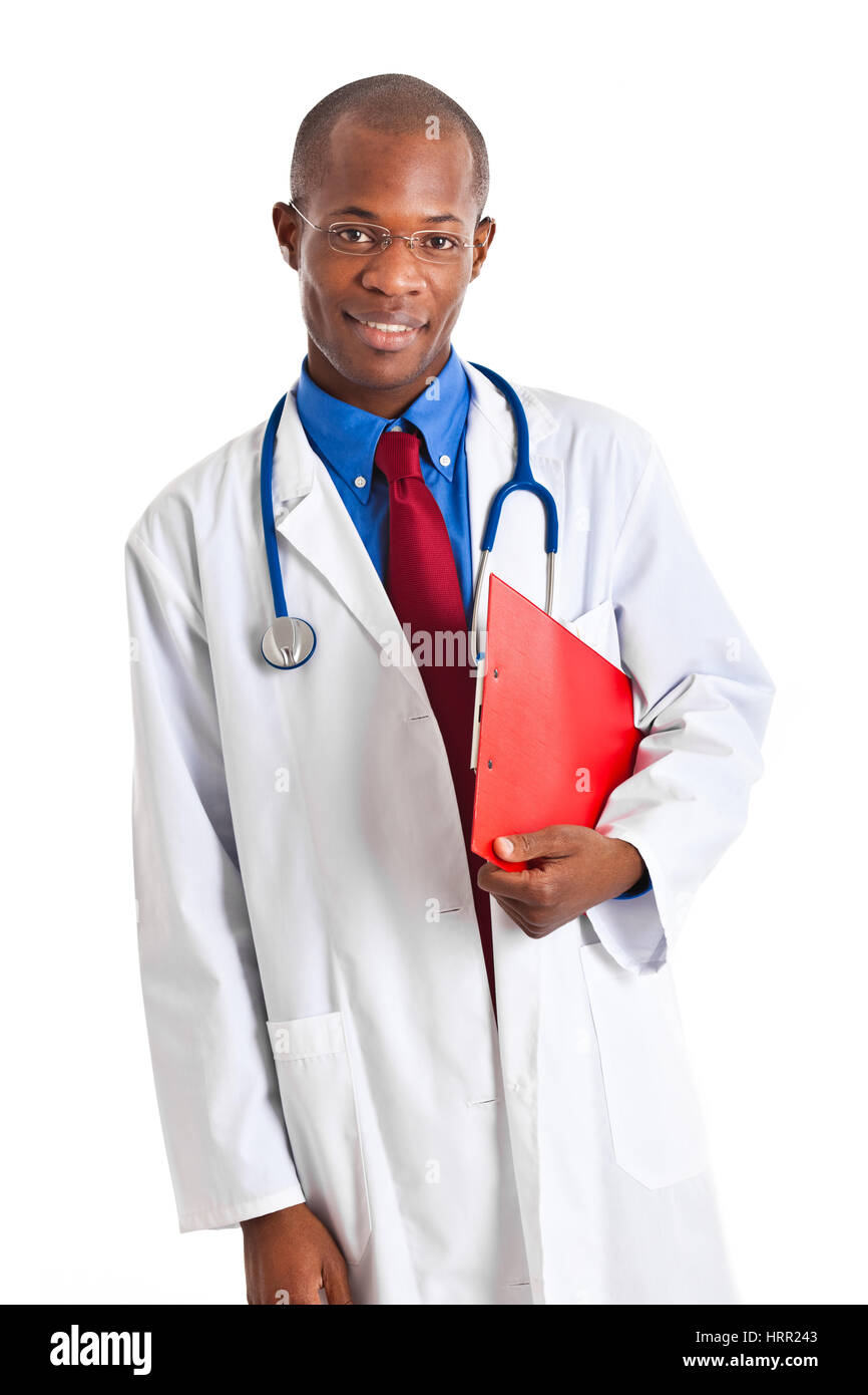 African doctor isolated on white Stock Photo - Alamy