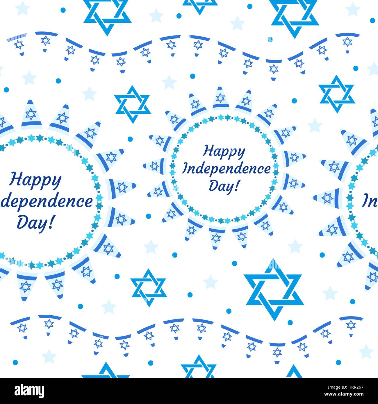 Happy Israel Independence Day seamless pattern with flags and bunting ...