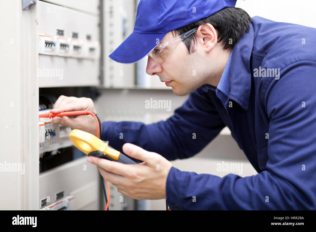 Electrician at work Stock Photo - Alamy