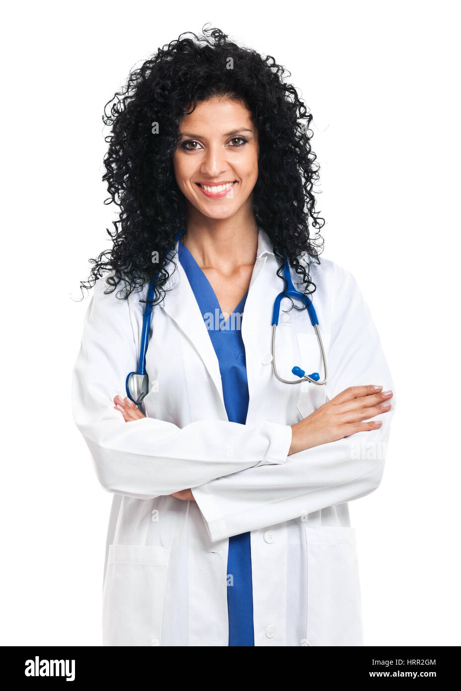 Female doctor portrait isolated on white Stock Photo - Alamy