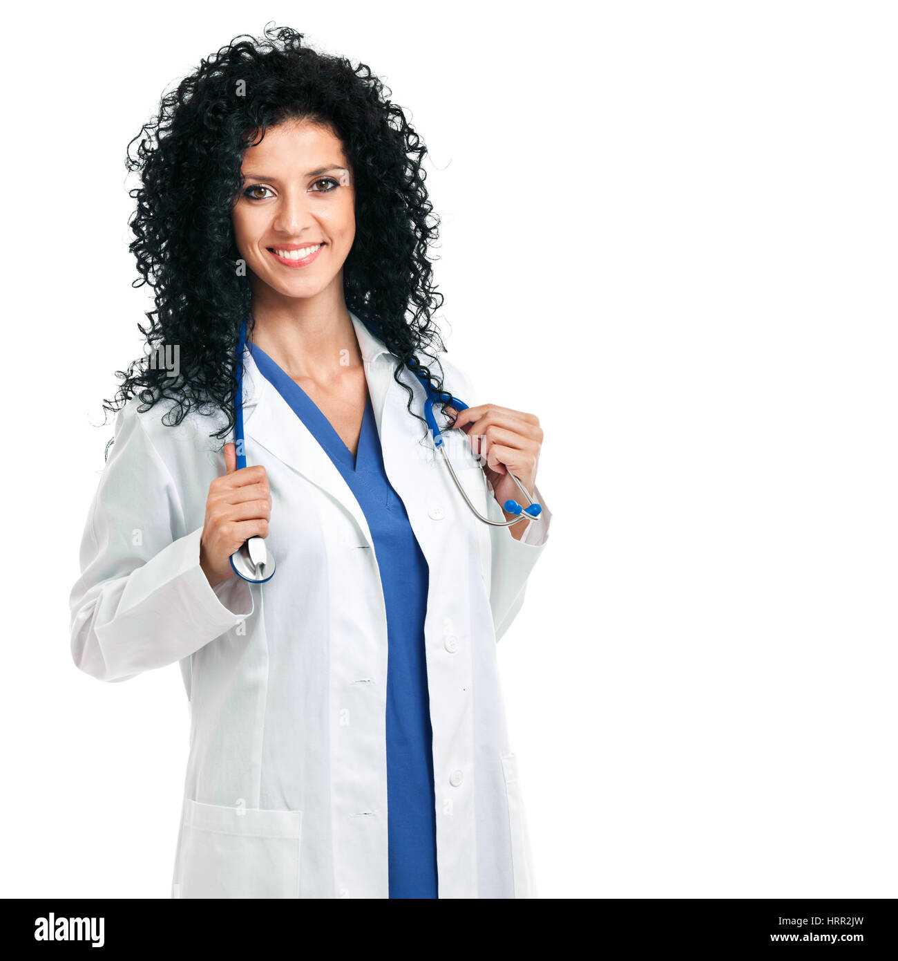 Female doctor portrait isolated on white Stock Photo - Alamy