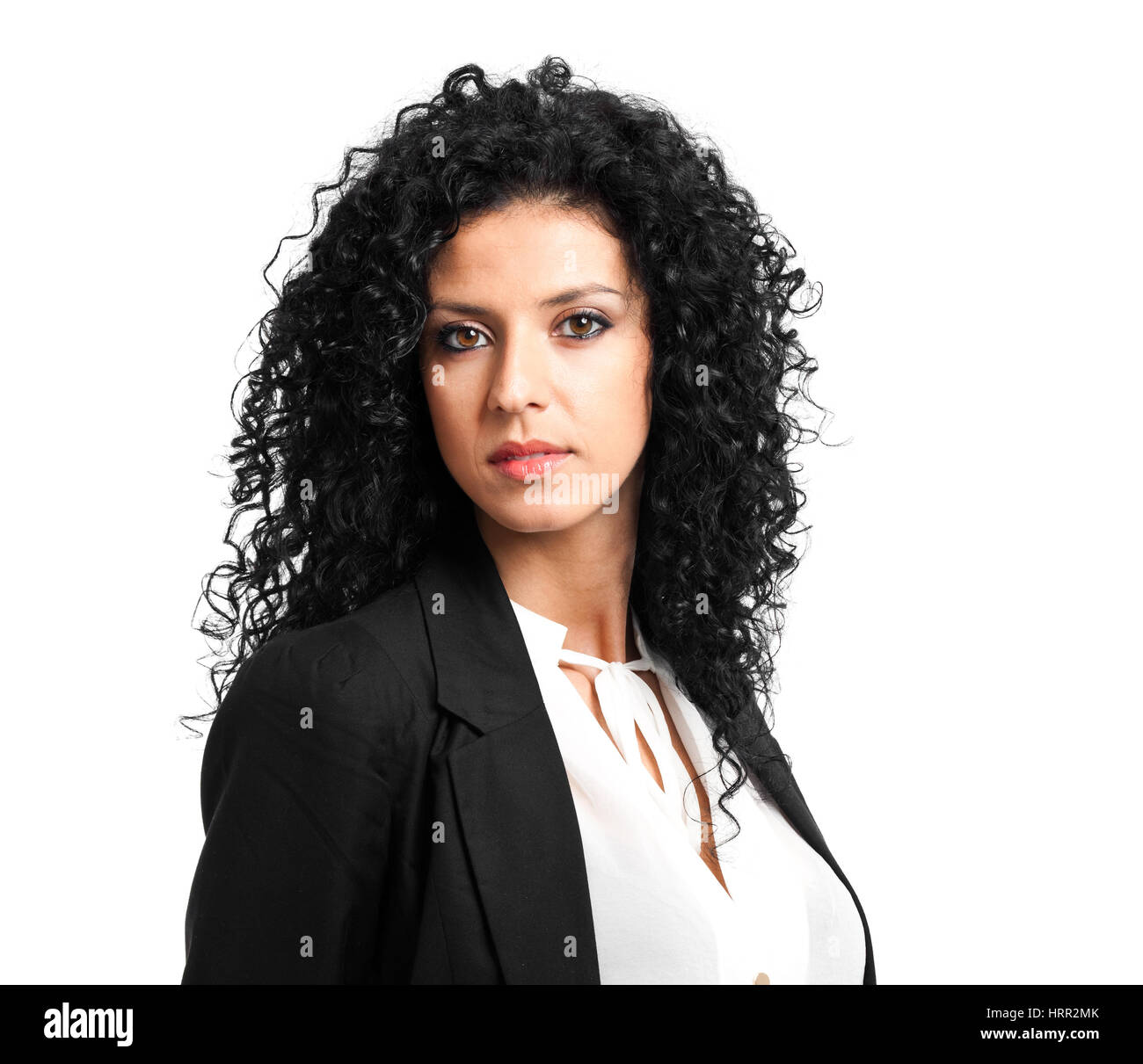 Beautiful female manager on white background Stock Photo - Alamy