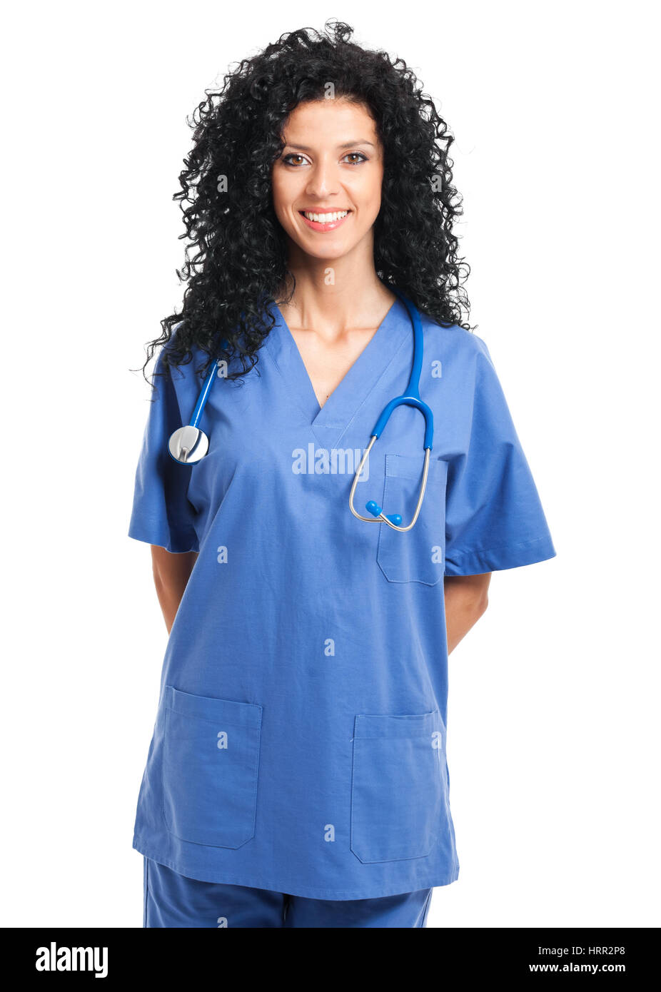 Female doctor portrait isolated on white Stock Photo - Alamy