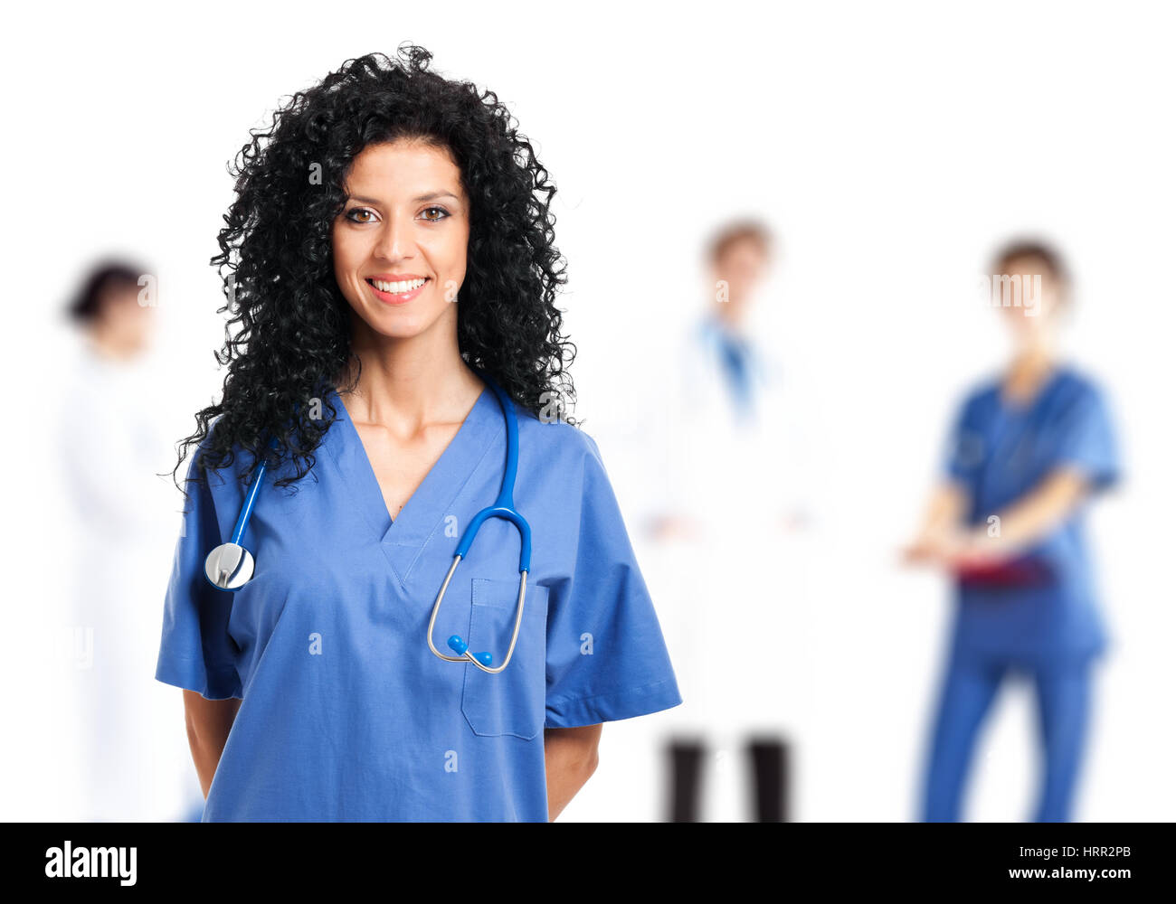Female doctor portrait isolated on white Stock Photo - Alamy