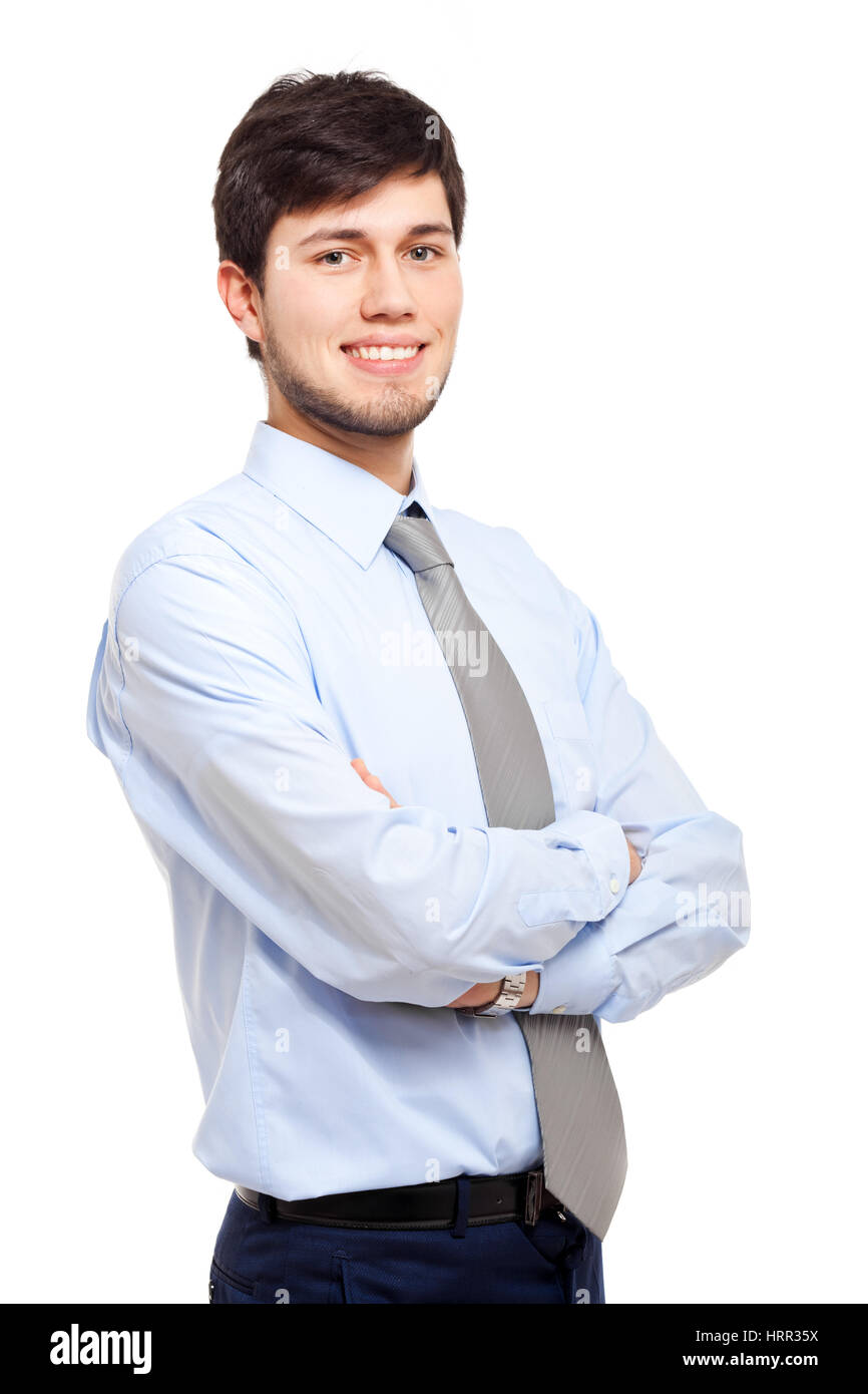 Male manager portrait isolated white Stock Photo - Alamy