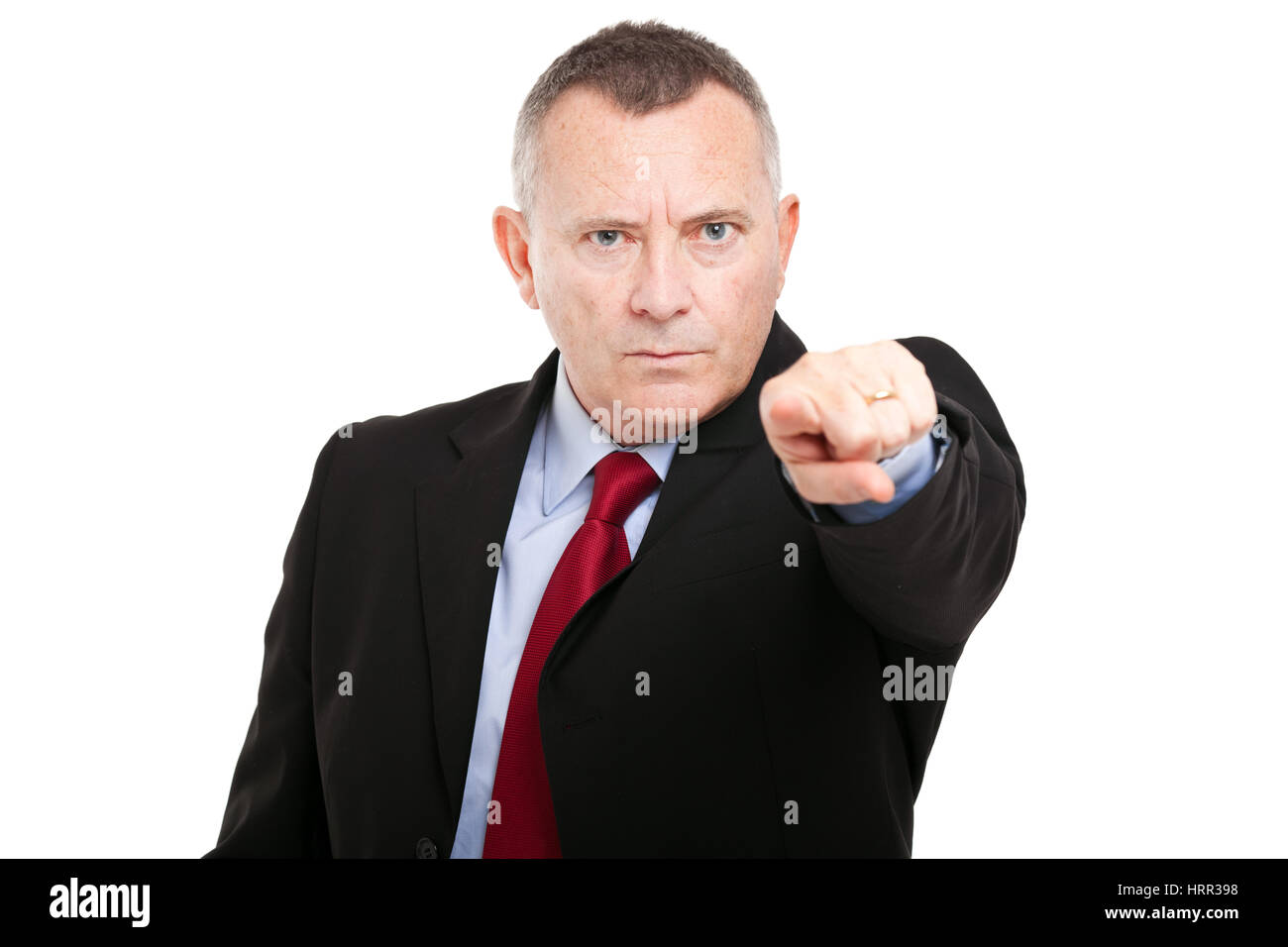 Elder businessman pointing at you Stock Photo - Alamy