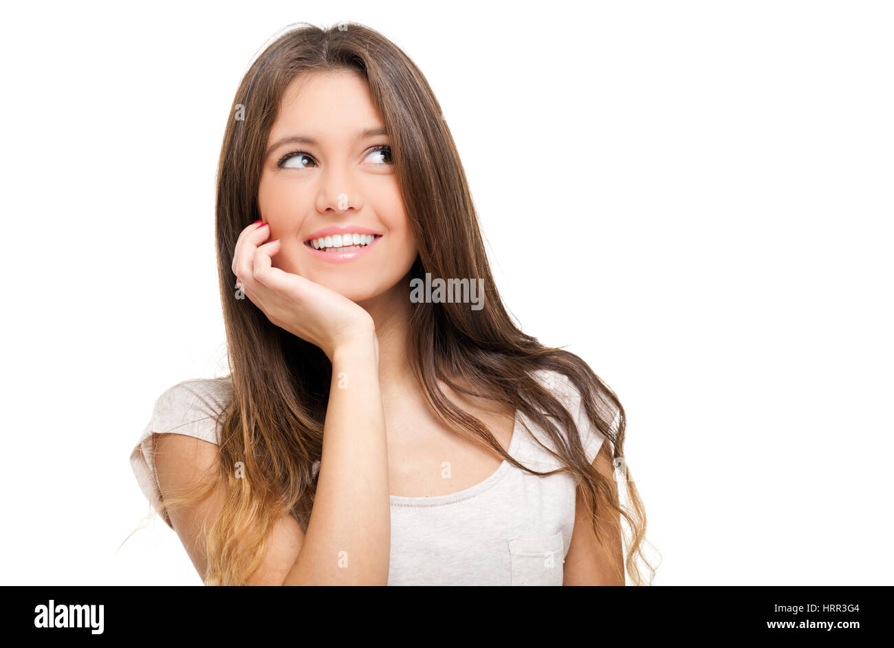 Beautiful woman having an idea Stock Photo - Alamy