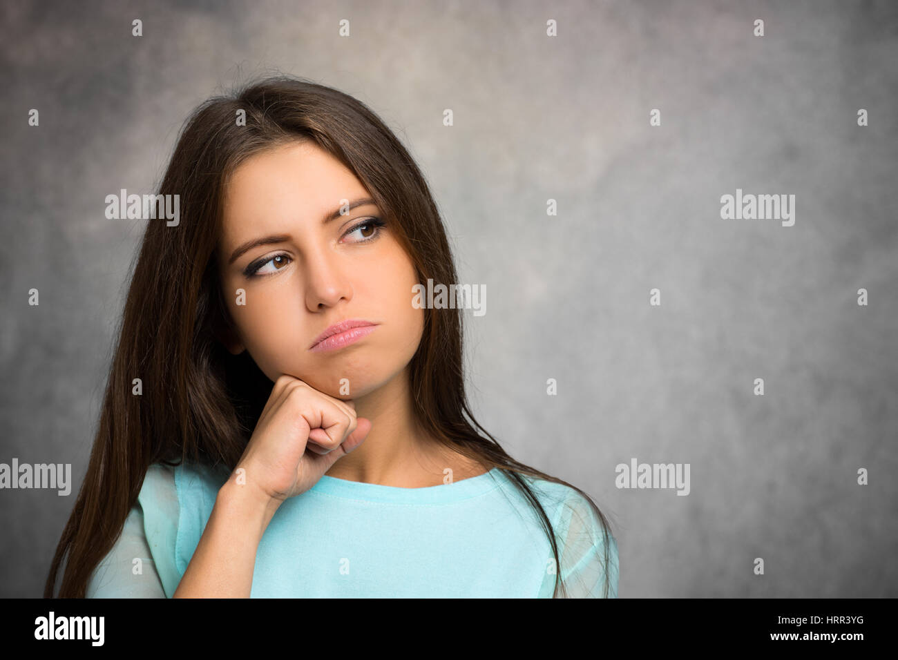 Bored woman portrait Stock Photo - Alamy