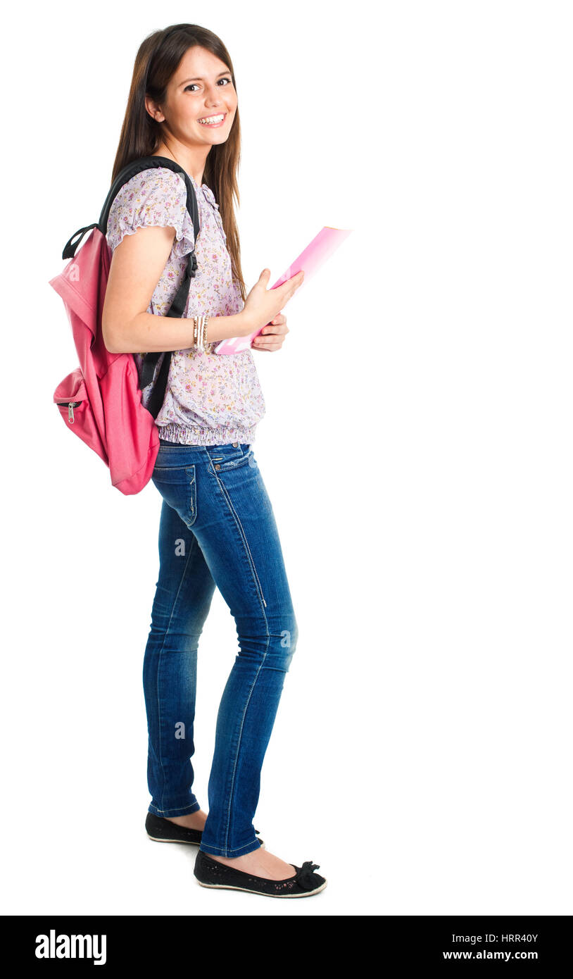 Full length portrait of a beautiful female student Stock Photo - Alamy