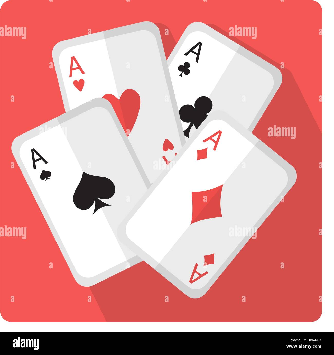 Playing cards with aces icon flat style with long shadows, isolated on ...