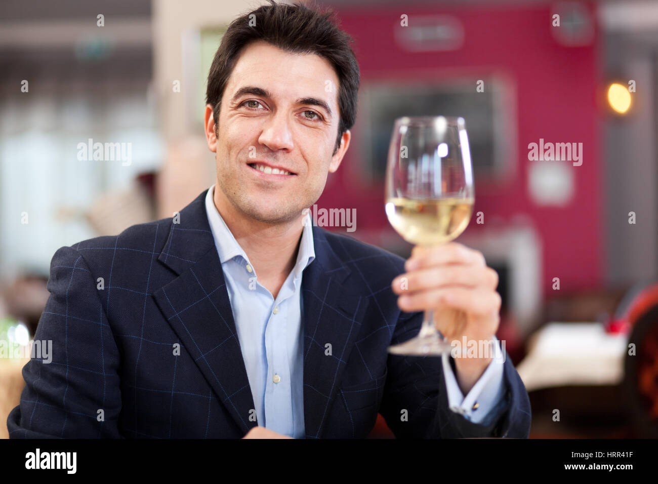 Man tasting wine in a restaurant Stock Photo - Alamy