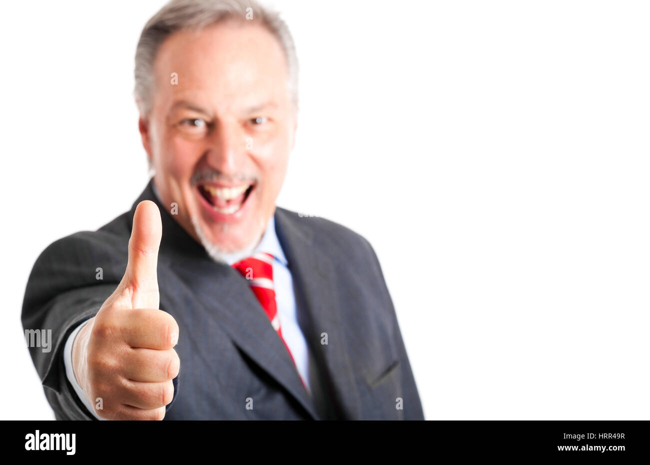 Male manager isolated thumbs up Stock Photo - Alamy