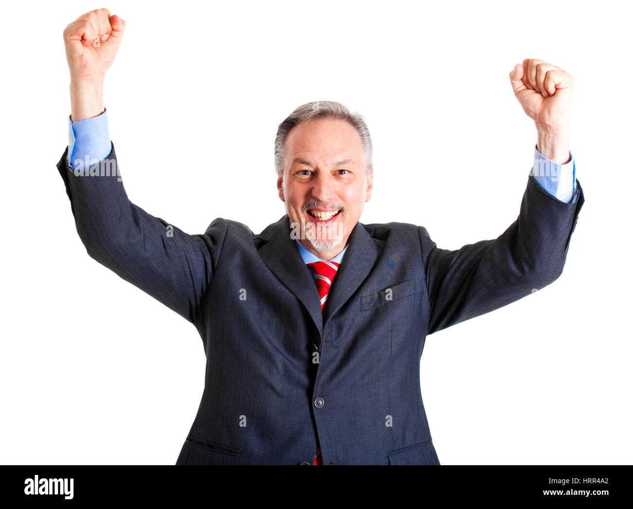 Happy male manager isolated on white Stock Photo - Alamy