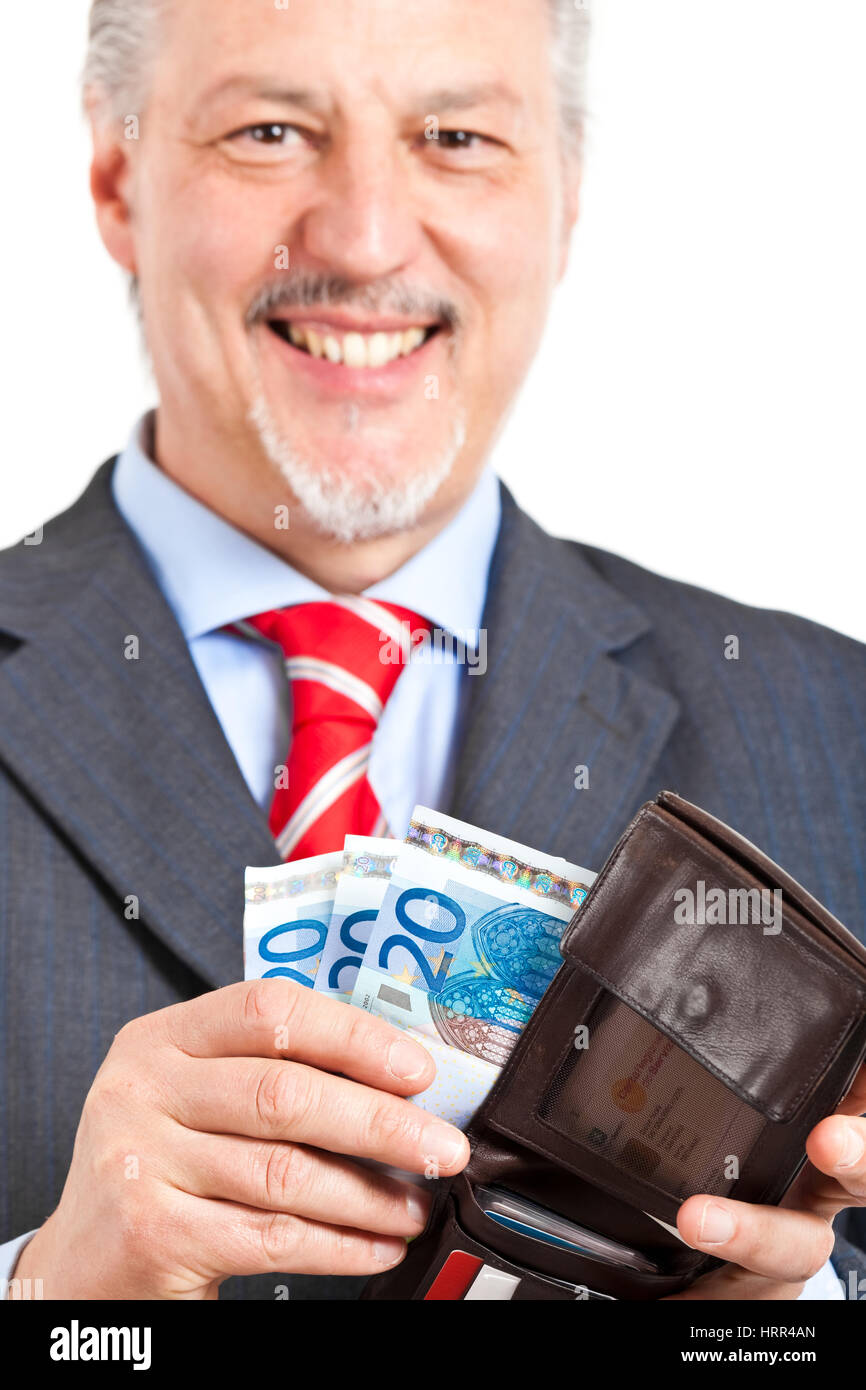 Businessman taking money out of his pocket Stock Photo - Alamy