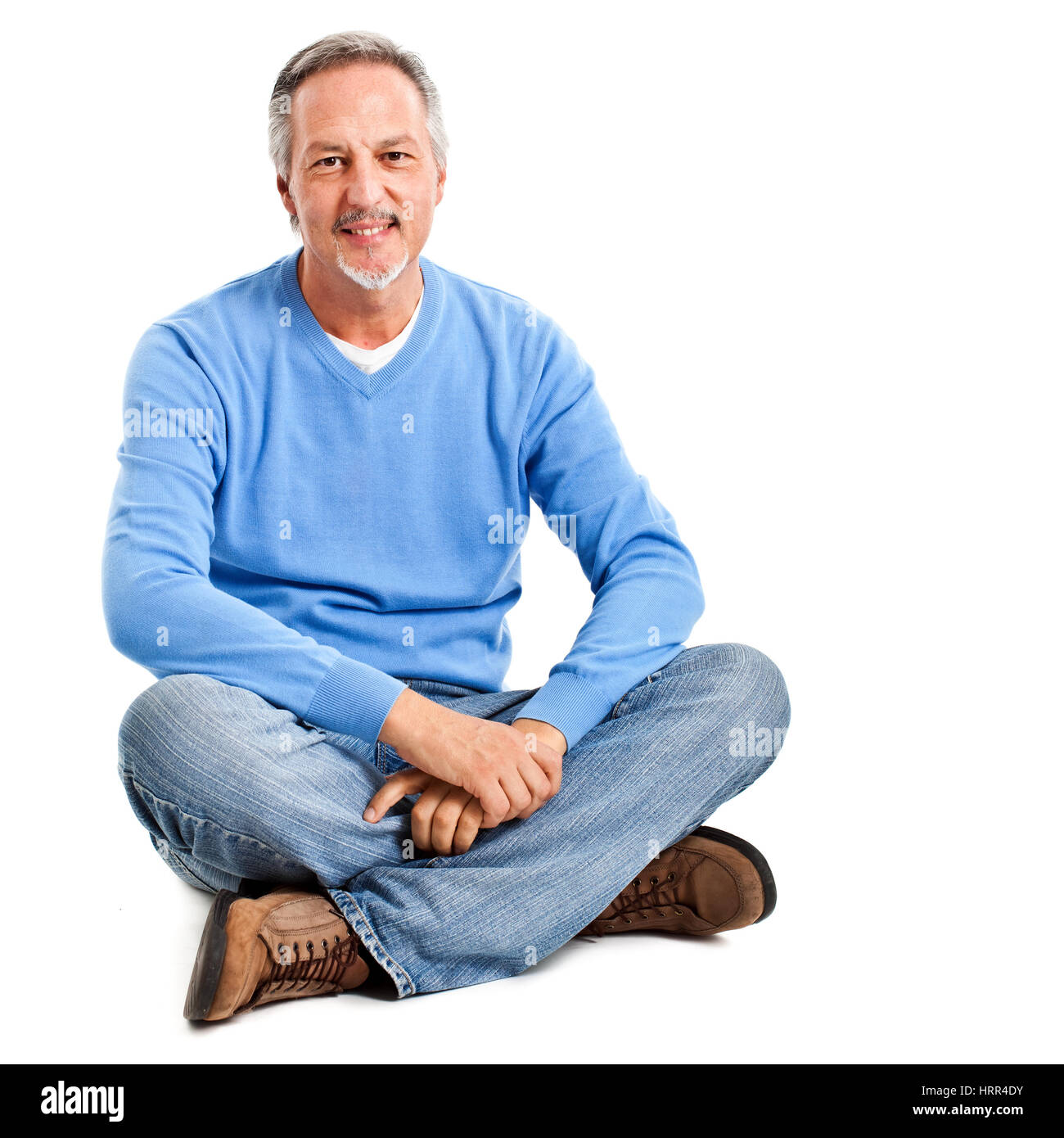 Caucasian old mature man sitting Cut Out Stock Images & Pictures - Alamy