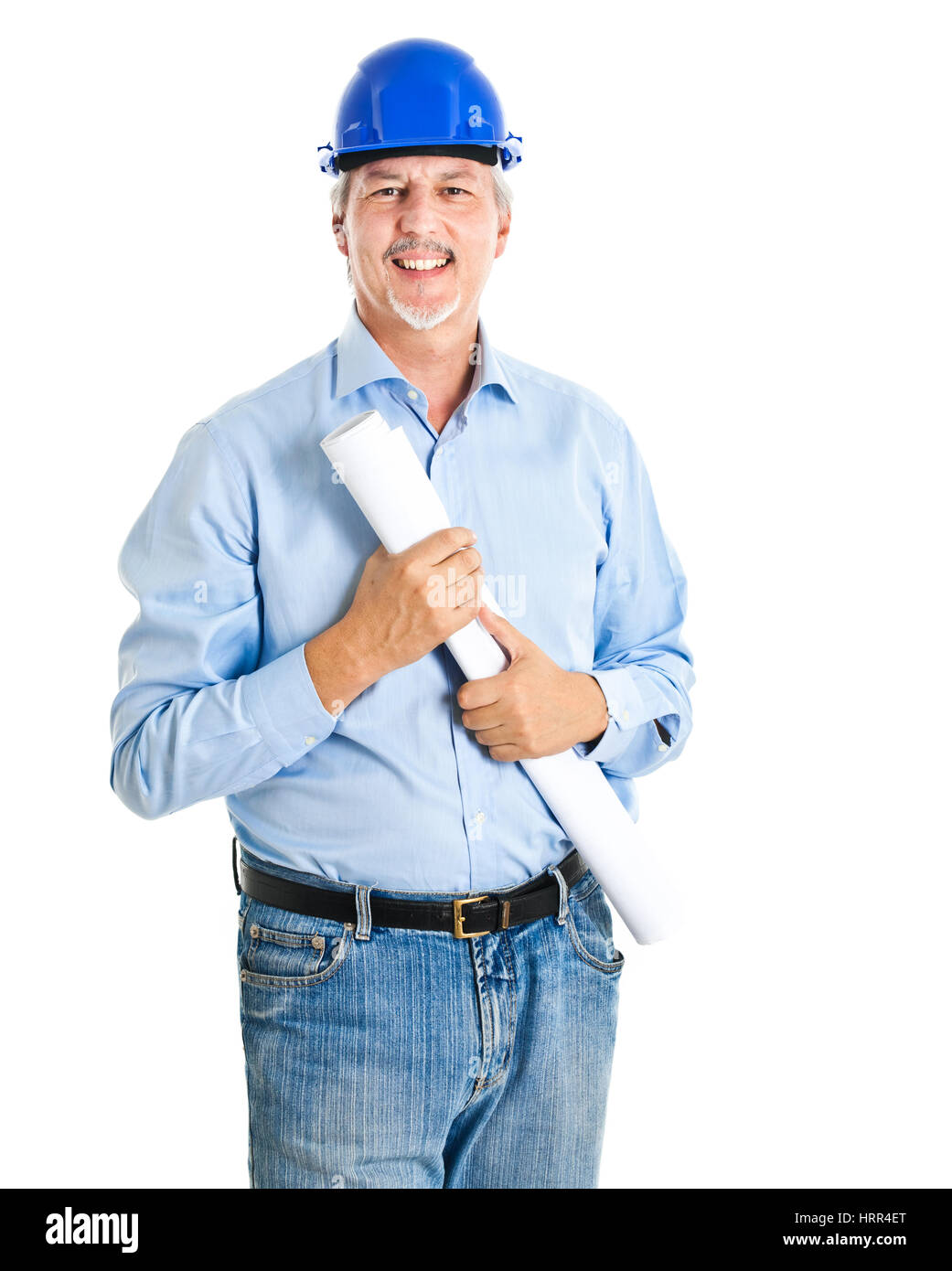 Mature engineer isolated on white Stock Photo - Alamy