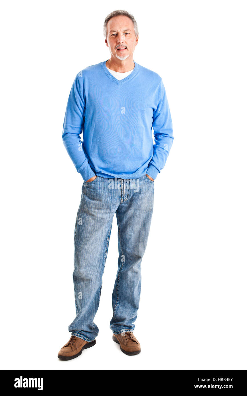 Mature man full length isolated on white Stock Photo - Alamy