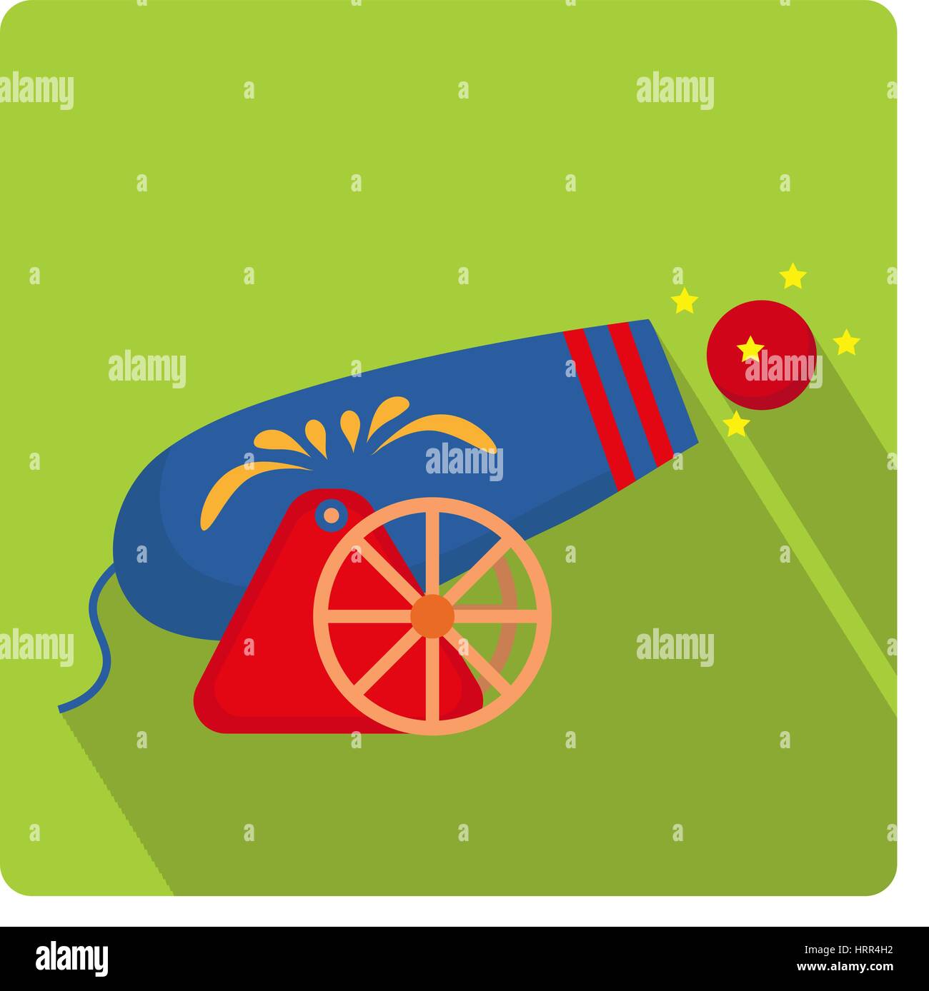 Circus Cannon icon flat style with long shadows, isolated on white ...