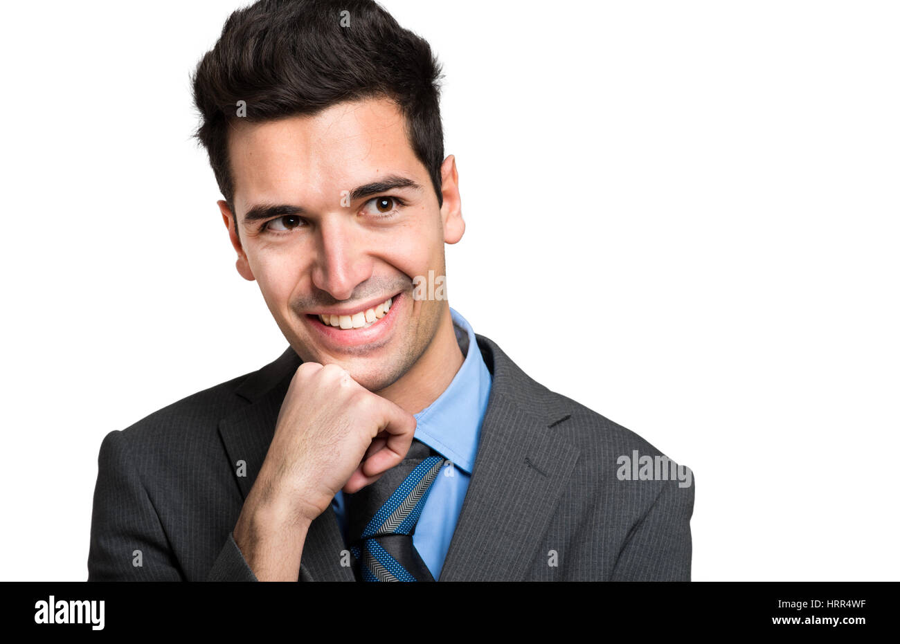 Confident young male manager isolated on white Stock Photo - Alamy