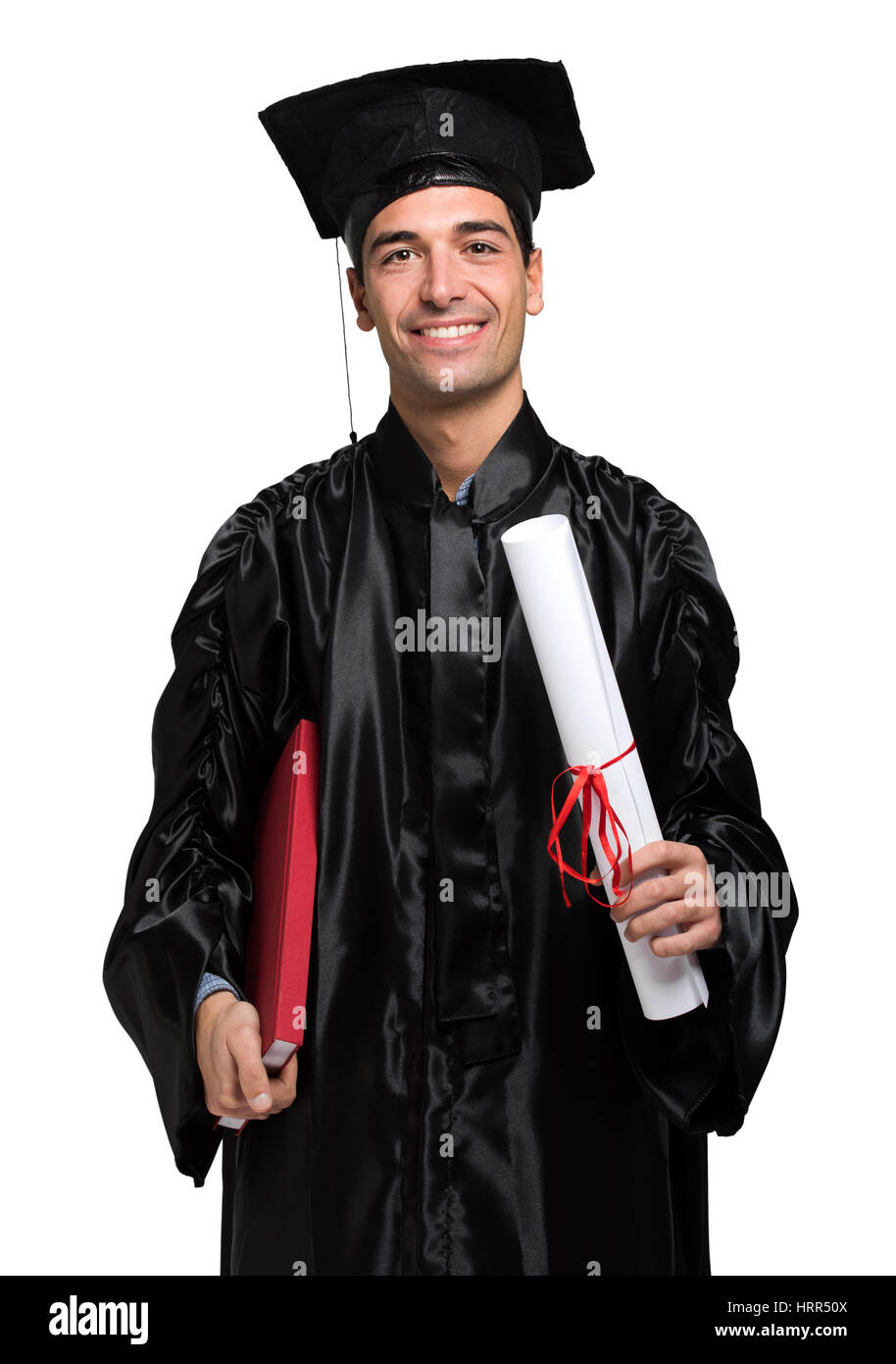 Portrait confident student graduation certificate hi-res stock ...