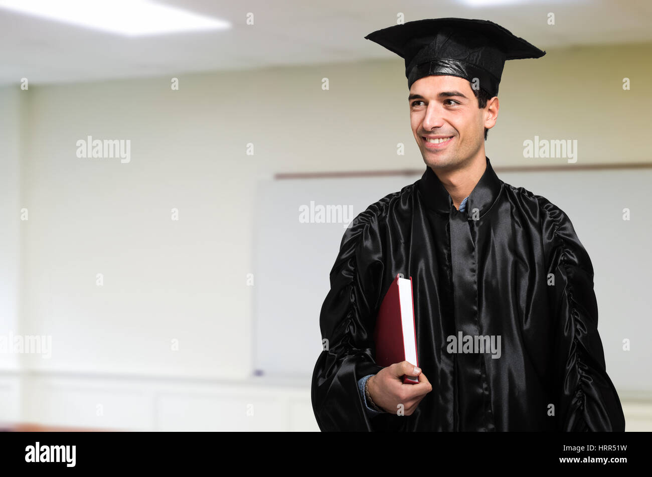 Portrait confident student graduation certificate hi-res stock ...