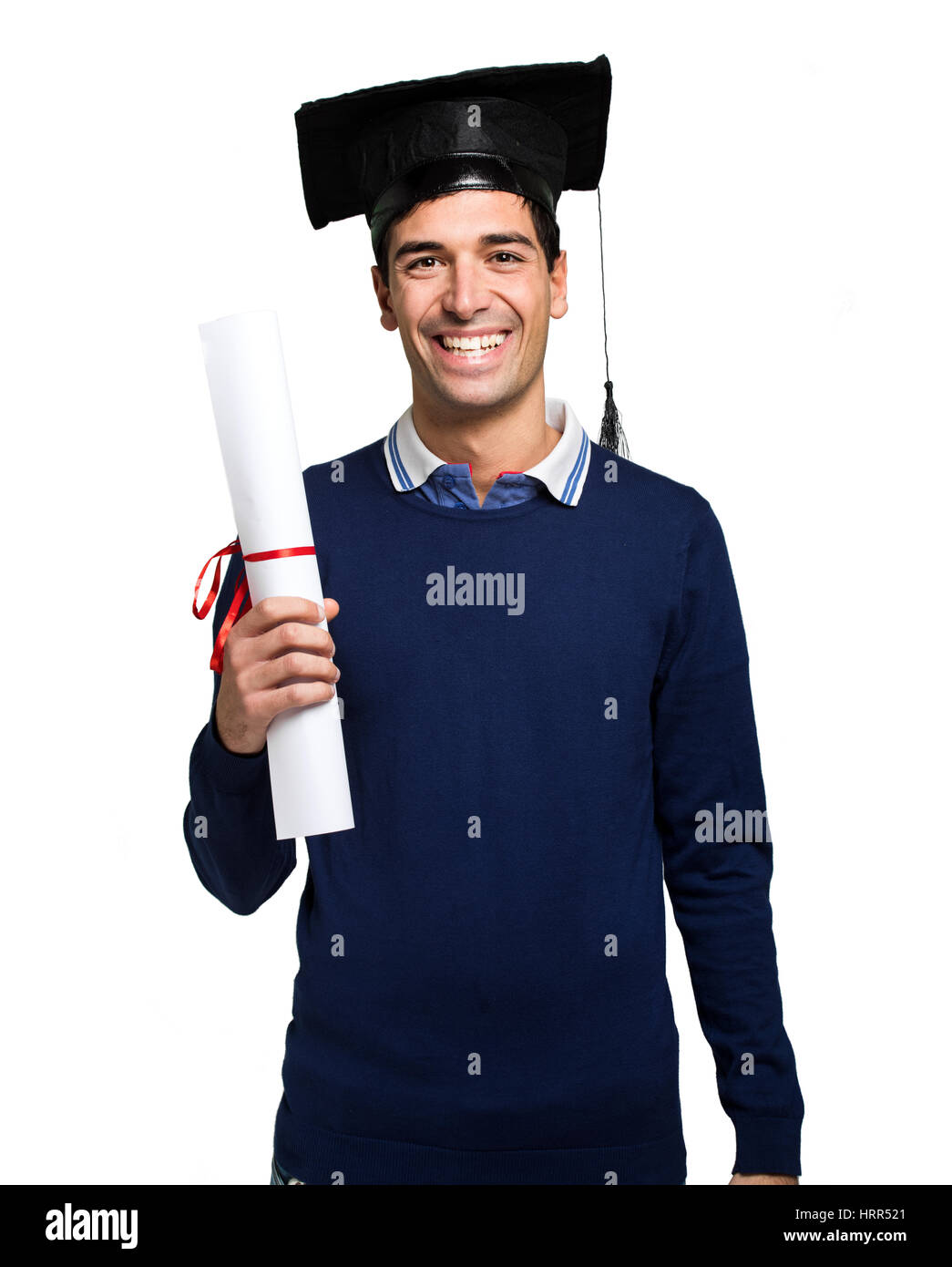Portrait confident student graduation certificate hi-res stock ...