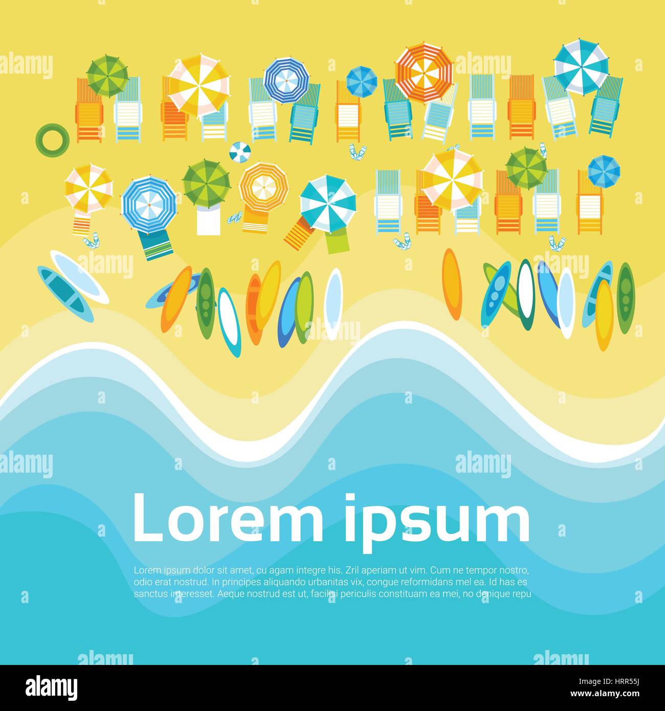 Summer Beach Vacation Set Sand Tropical Holiday Banner Stock Vector ...