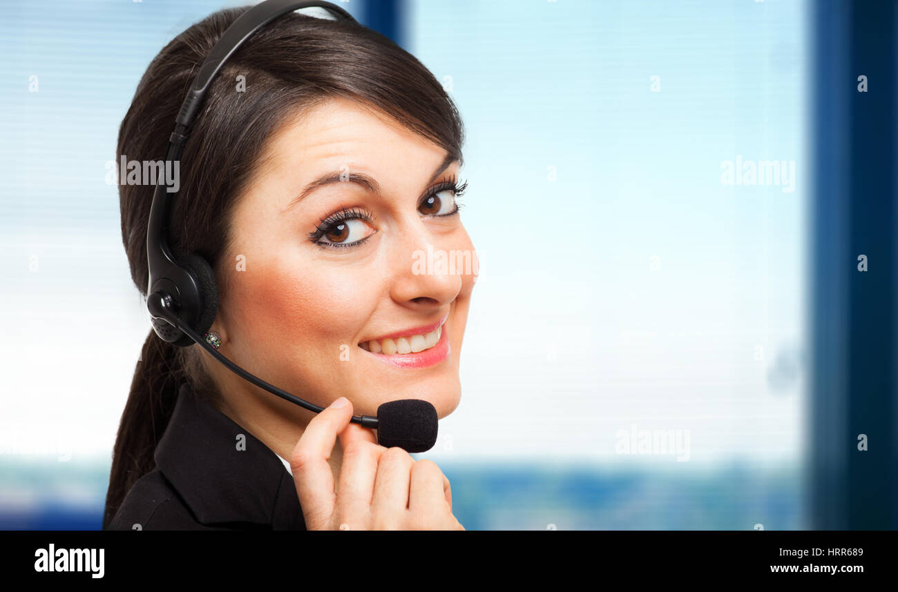 Portrait of a beautiful customer representative at work Stock Photo - Alamy