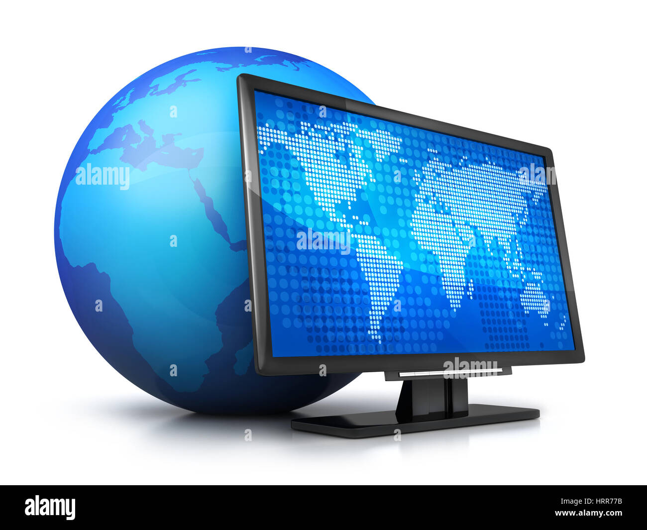 Earth and computer monitor. 3d illustration Stock Photo - Alamy