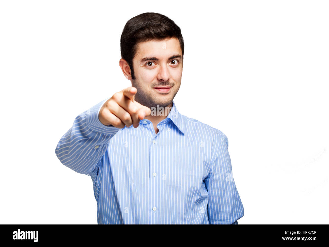 Smiling man pointing hi-res stock photography and images - Alamy