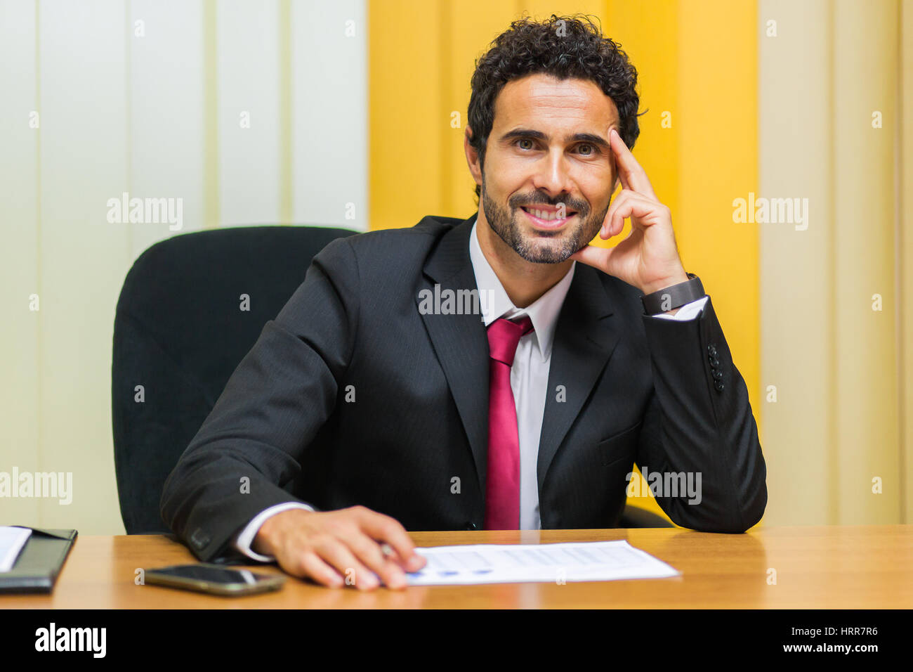 Handsome businessman in his office Stock Photo - Alamy