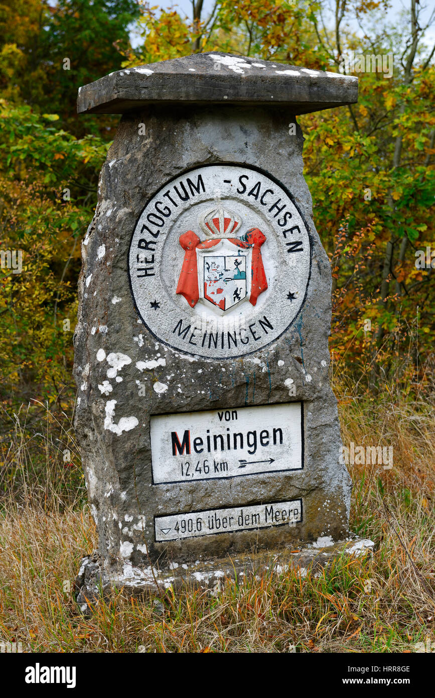 Old border stone Bavaria Duchy of Saxony near Henneberg, Thuringia ...