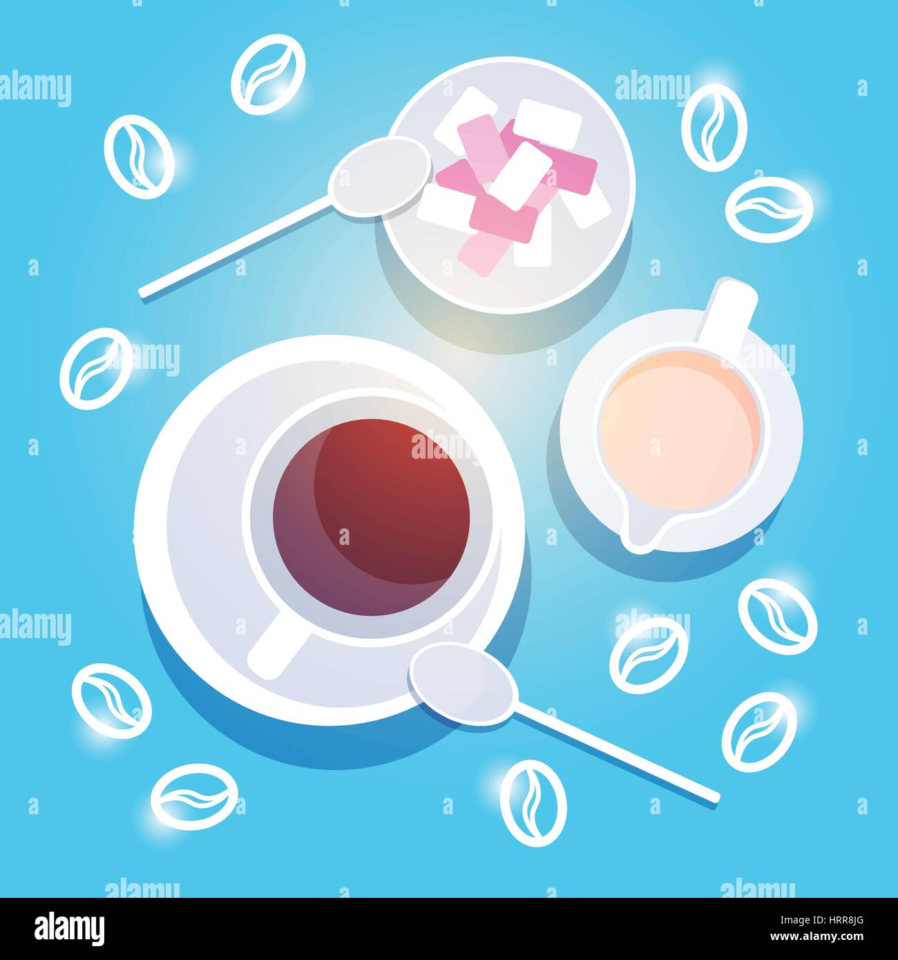 Coffee Cup Break Breakfast Drink Beverage Top View Stock Vector Image ...