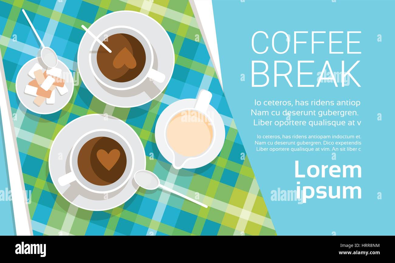 Coffee Cup Break Breakfast Drink Beverage Top View Stock Vector Image ...