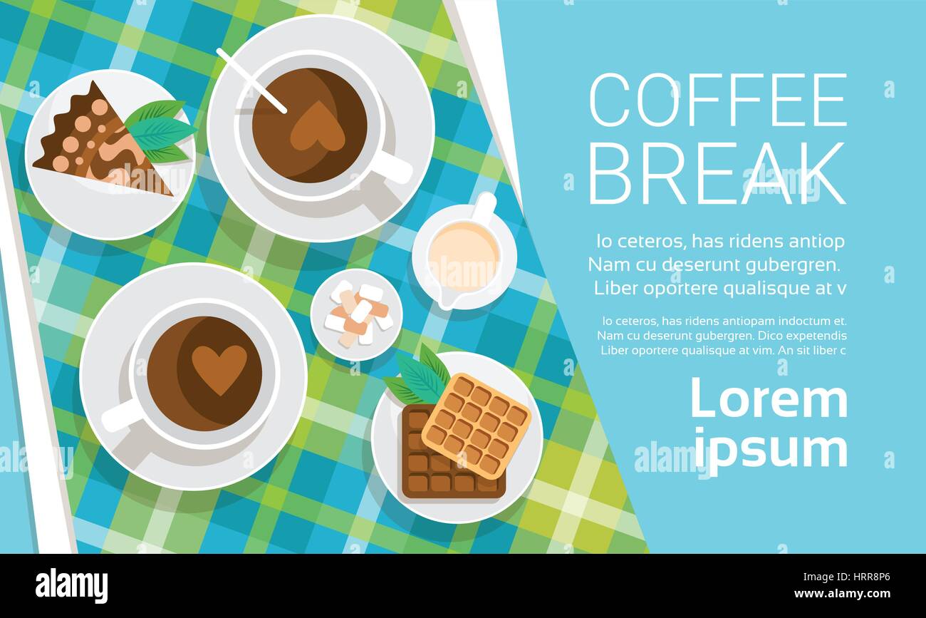 Coffee Cup Break Breakfast Drink Beverage Top View Stock Vector Image ...