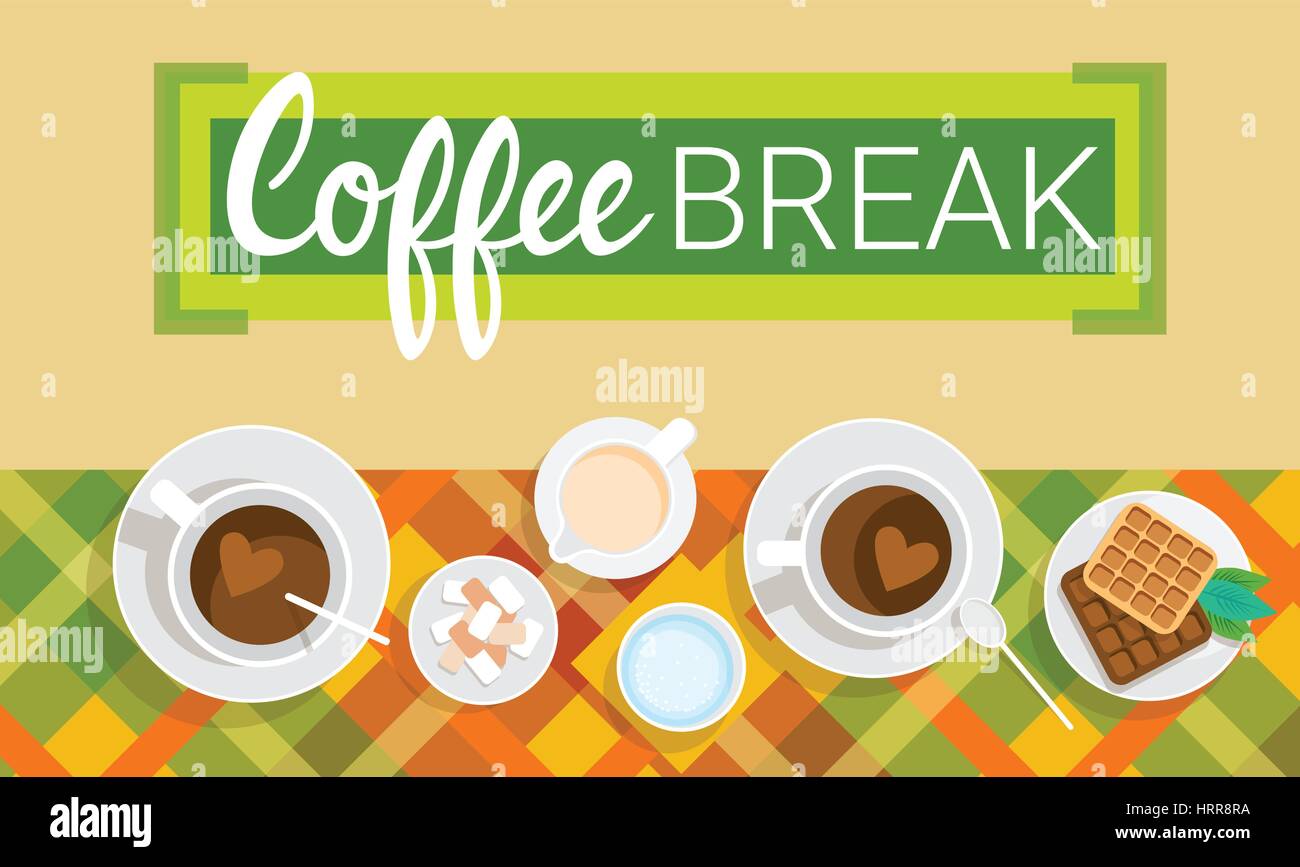 Coffee Cup Break Breakfast Drink Beverage Top View Stock Vector Image ...